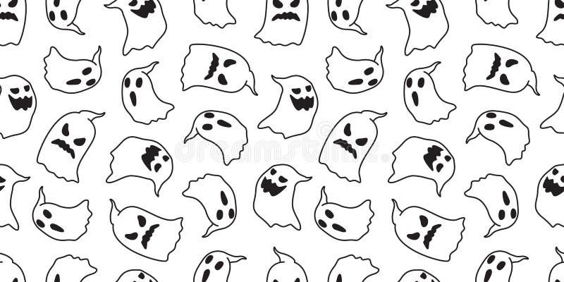 Ghost Seamless Pattern Halloween Vector Isolated Spooky Cartoon ...
