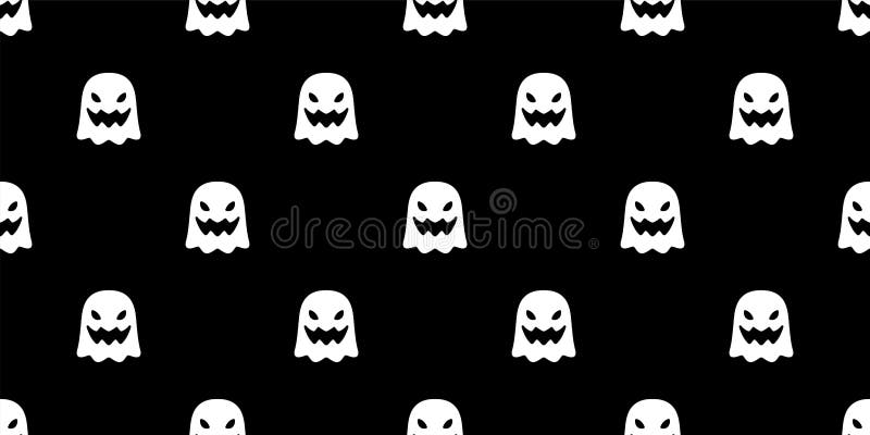 Ghost Seamless Pattern Spooky Halloween Vector Cartoon Scarf Isolated ...