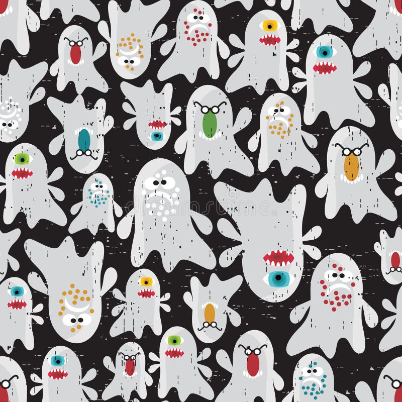 Goofy Ghosts Seamless Pattern Stock Vector - Illustration of seamless ...