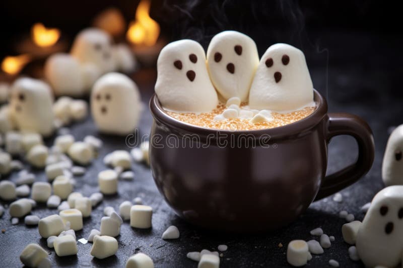 Ghost-shaped Marshmallows on Top of a Hot Chocolate Stock Photo - Image ...