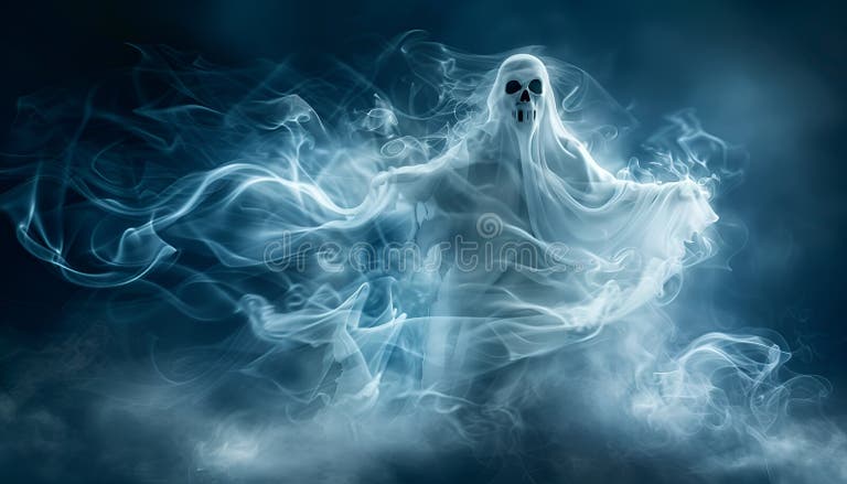 Ghost in a Sheet Floating in the Air Stock Image - Image of holes ...