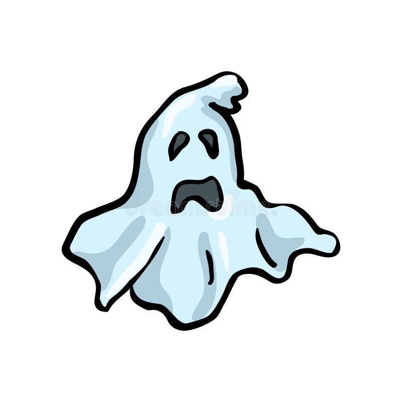 Ghost Single Halloween Doodle Icon Stock Vector - Illustration of drawn ...