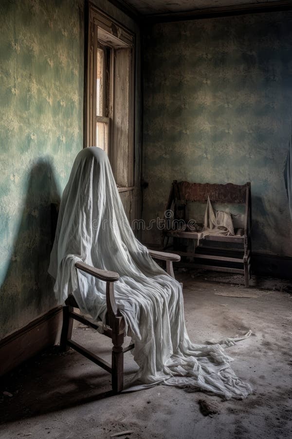 A ghost sitting on a chair stock illustration. Illustration of spectral ...