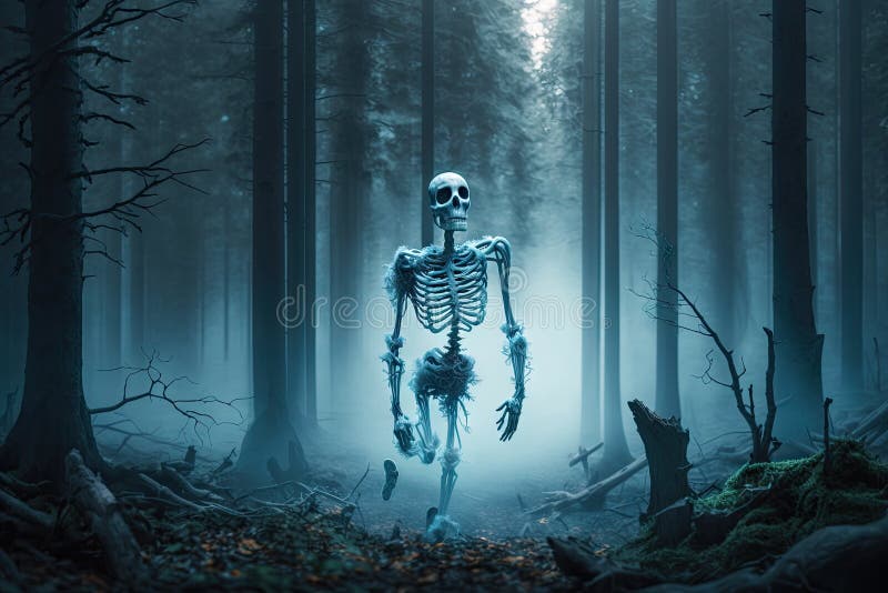 Ghost Skeleton, Wrapped in Shroud and Carrying Lantern, Moving through ...