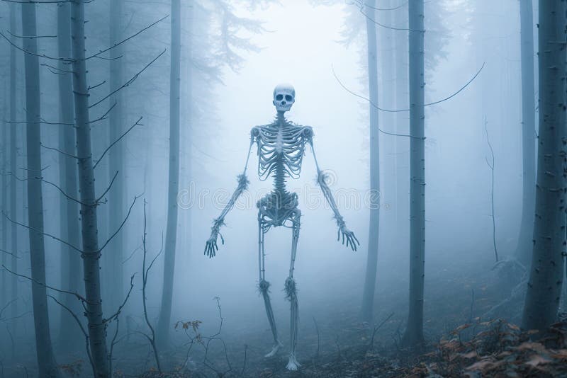 Ghost Skeleton Floating in Murky Water, with Ghastly Lantern Shining ...