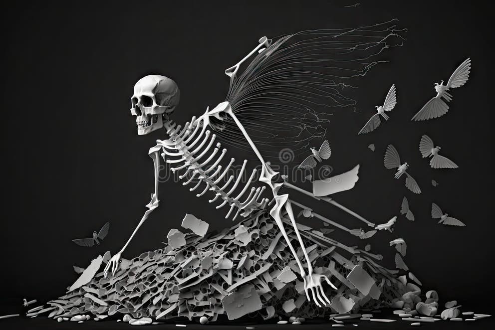 Ghost Skeleton, Hovering Over Pile of Scattered Bones Stock ...