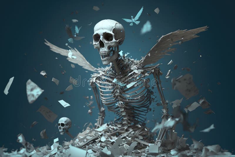 Ghost Skeleton, Hovering Over Pile of Scattered Bones Stock ...