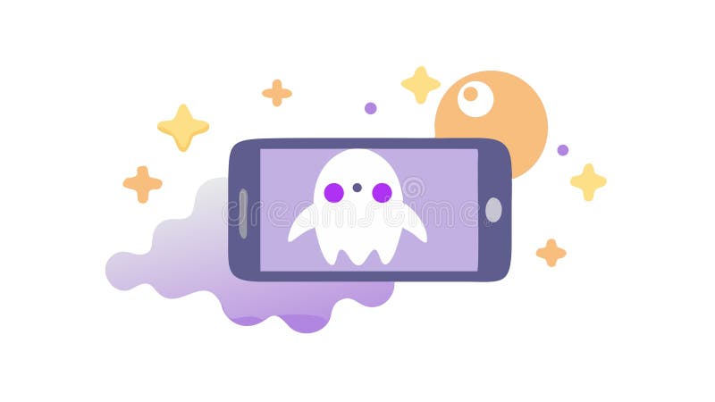 Ghost on Smartphone, Mobile App Fun, Digital Phantom, Vector Design ...