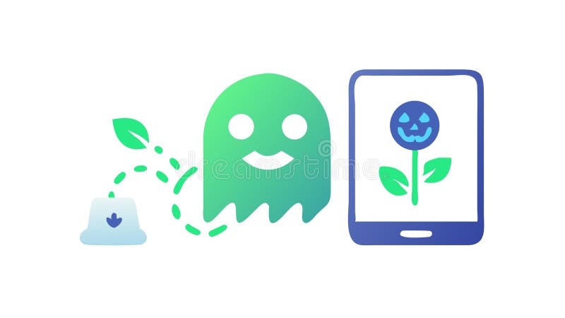 Ghost with Tablet, Digital Spooky Fun, Vector Design Generative AI ...