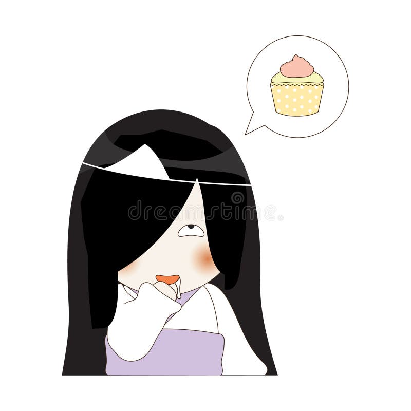 Ghost Thinking about Cupcake. Vector Illustration Decorative Background ...