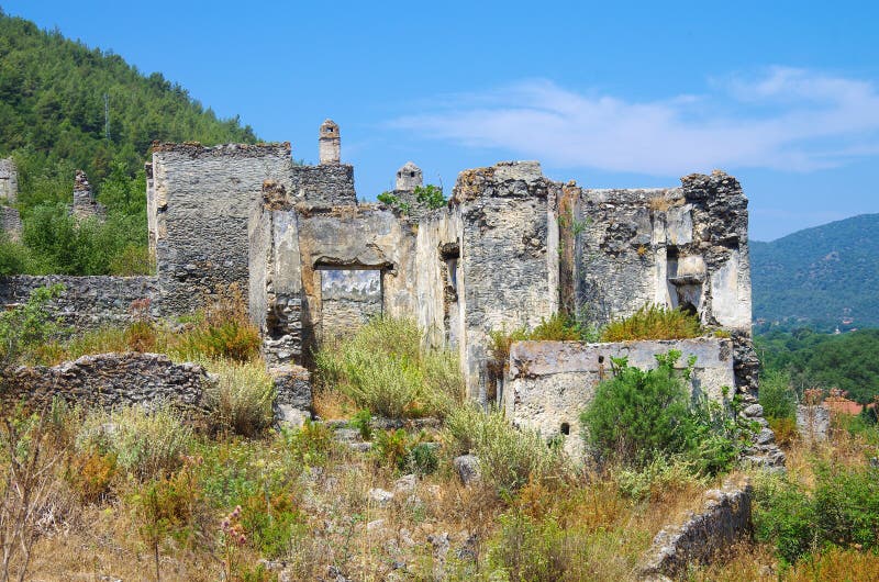 Ghost Town Kayakoy in Turkey Stock Photo - Image of village, abandoned ...