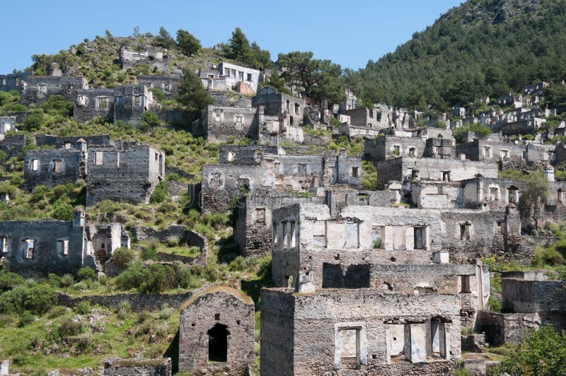 Ghost Town of Kayakoy, Turkey Stock Image - Image of desolate, mountain ...