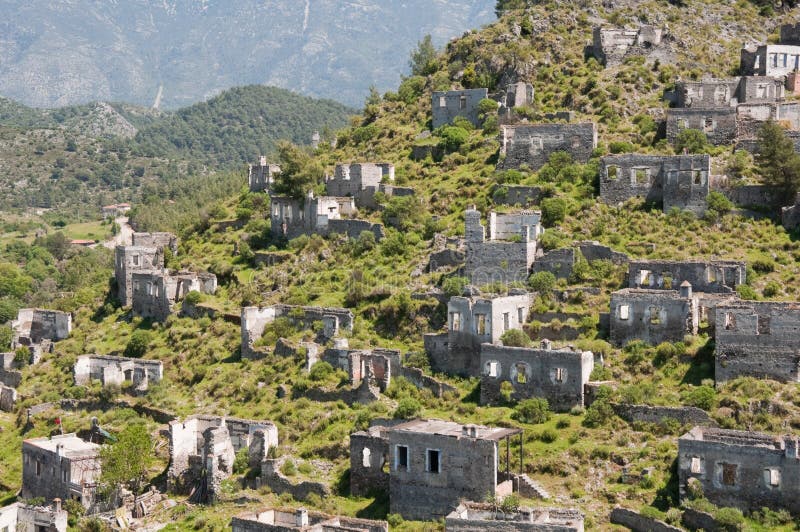 Ghost Town of Kayakoy, Turkey Stock Image - Image of empty, mountain ...