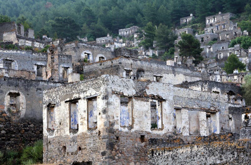 Ghost Town of Kayakoy Turkey Stock Image - Image of greek, building ...