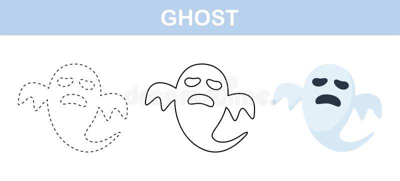 Ghost Tracing and Coloring Worksheet for Kids Stock Vector ...