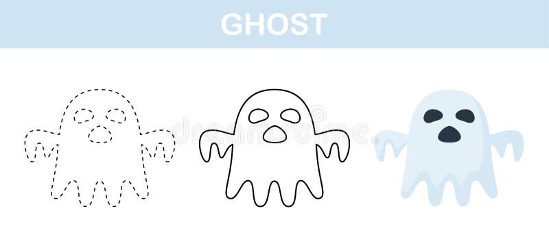 Ghost Tracing and Coloring Worksheet for Kids Stock Vector ...