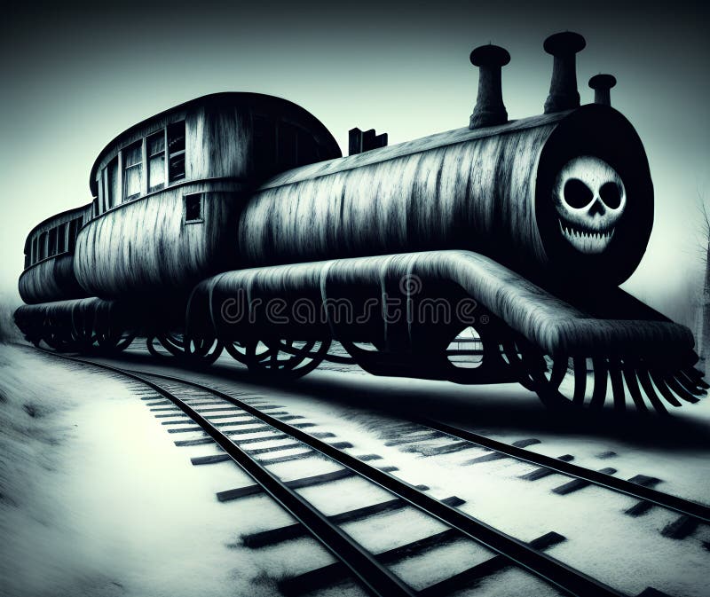 Ghost Train Lost in Jungle, Generative AI Illustration Stock ...