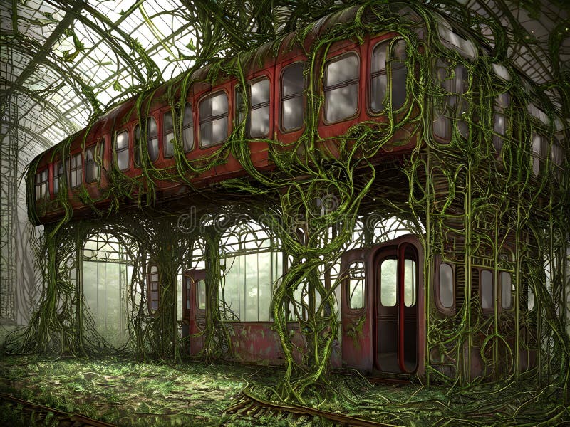 Ghost Train Lost in Jungle, Generative AI Illustration Stock Image ...