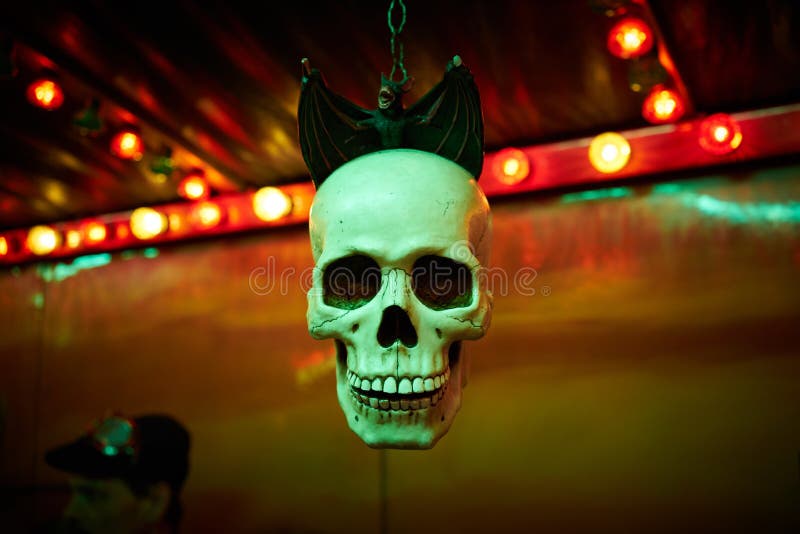 Ghost train skull with bat stock image. Image of model - 67368569