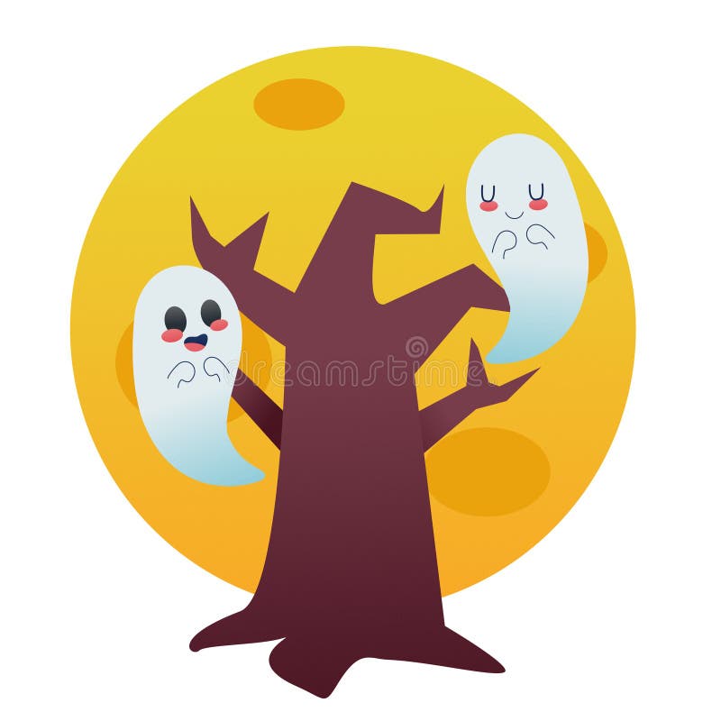 Phantom Forest: a Halloween Ghost Tree Stock Vector - Illustration of ...