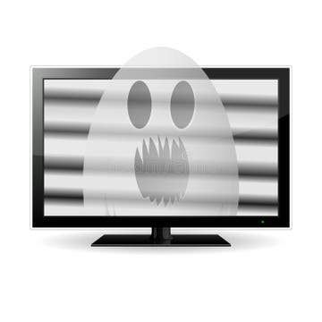 Ghost on TV screen stock vector. Illustration of high - 46300541
