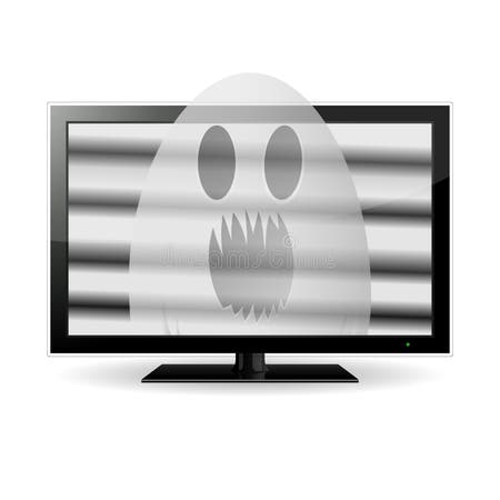 Ghost on TV screen stock vector. Illustration of high - 46300541