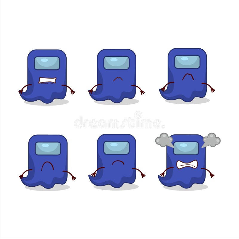 Ghost among Us Blue Cartoon Character with Various Angry Expressions ...