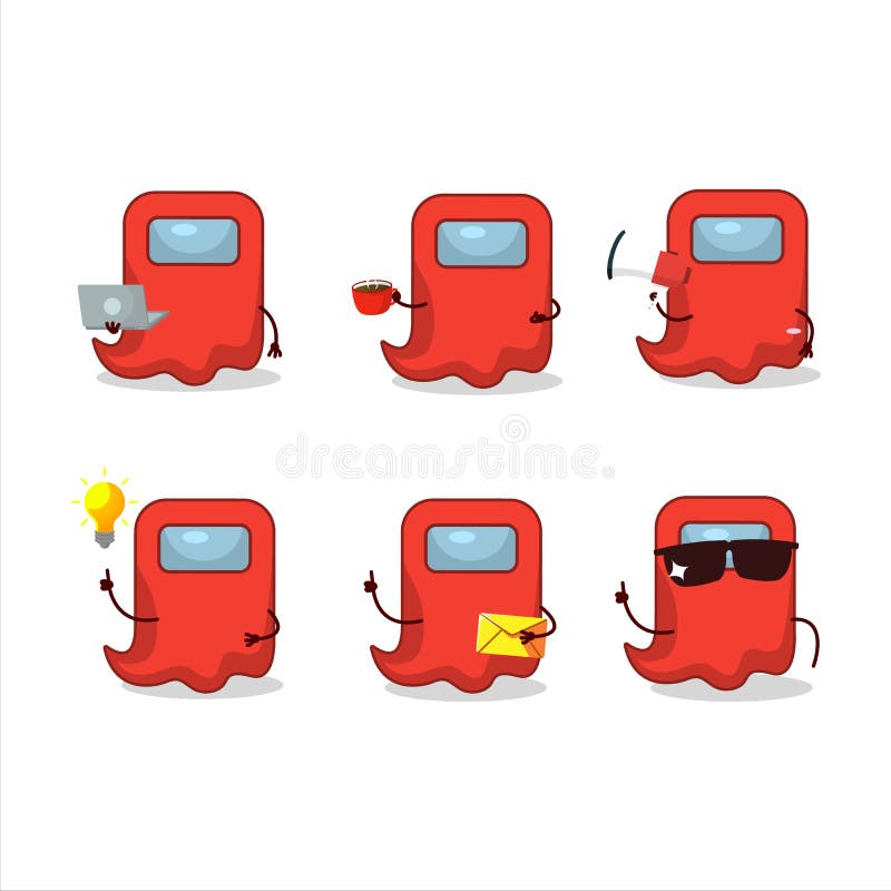 Ghost among Us Redcartoon Character with Various Types of Business ...