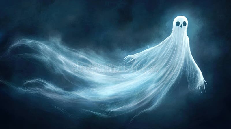 A Ghost or a Vision in a White Sheet. Halloween. an Eerie Ghostly Being ...