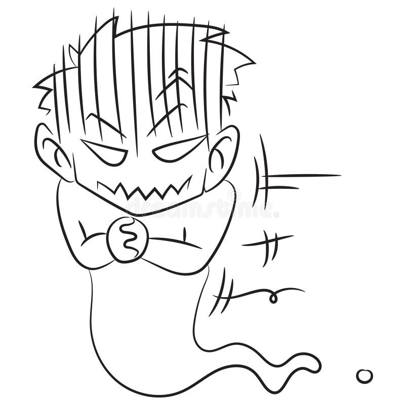 A Ghost Who is Contemplating an Evil Plan while Floating Stock Vector ...
