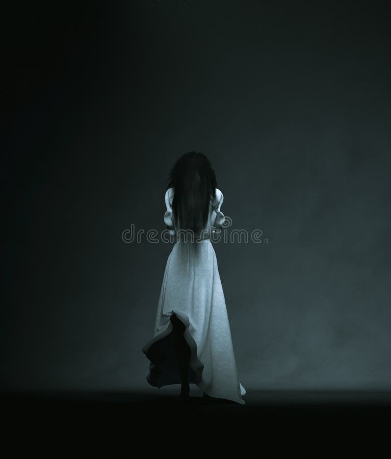 Ghost woman in the dark stock illustration. Illustration of fear ...