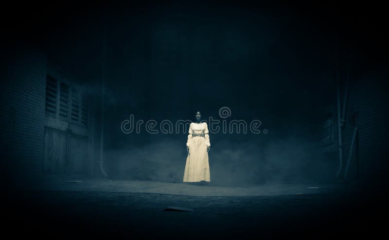 Ghost woman in the dark stock illustration. Illustration of maniac ...