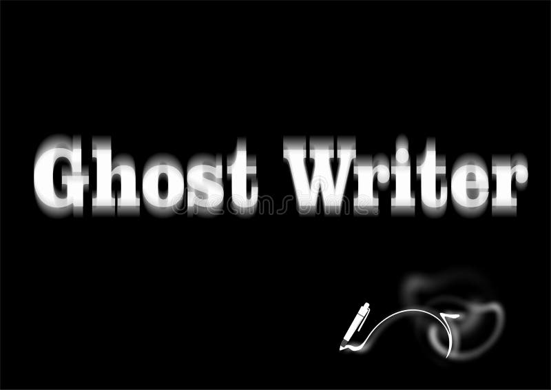 Ghost Writer Text and Illustration Isolated with Black Background Image ...
