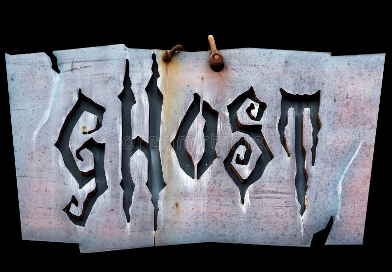 Ghost written on a sign stock illustration. Illustration of mystery ...