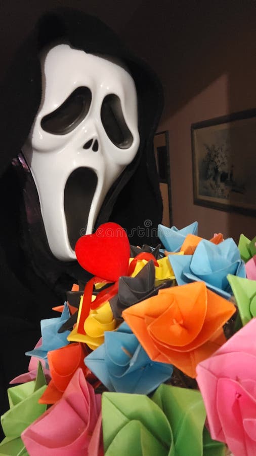 Ghostface is with Flowers for Valentine& X27;s Day Stock Photo - Image ...
