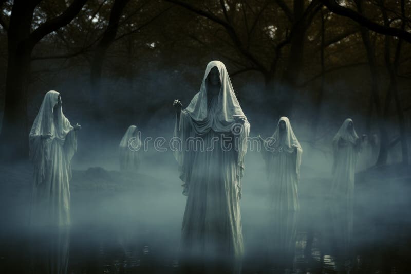 Ghostly Apparitions Floating Stock Illustration - Illustration of woman ...