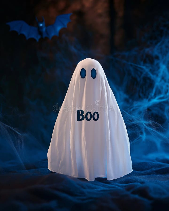 A Ghostly Boo in a Dark and Mysterious Forest Stock Illustration ...