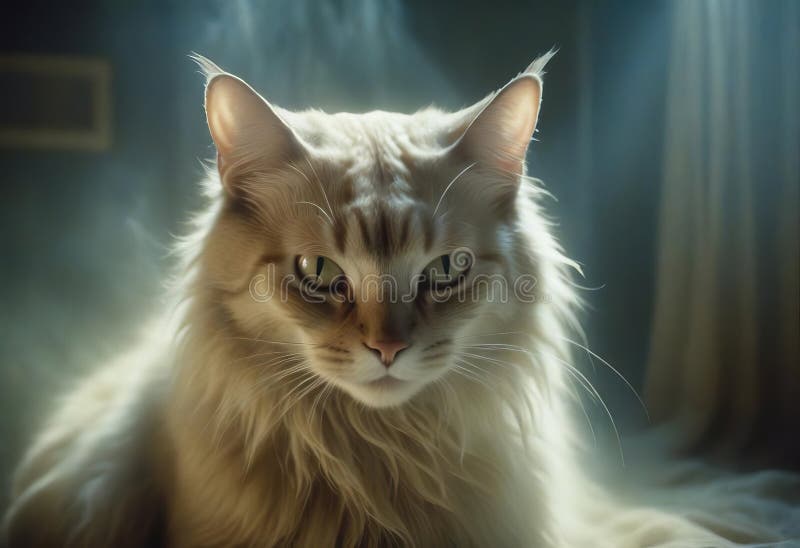 A Ghostly Cat, Worn and Spectral Stock Illustration - Illustration of ...