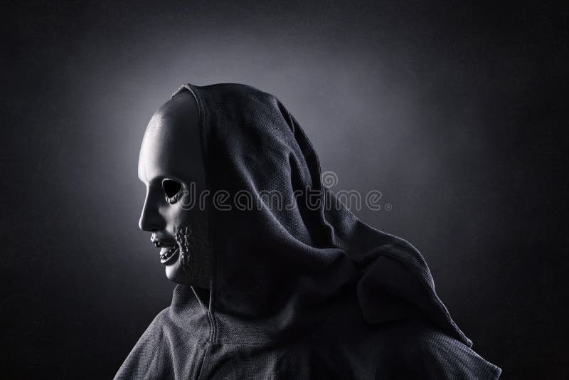 Scary Figure In Hooded Cloak Stock Image - Image of fiend, evil: 169007789