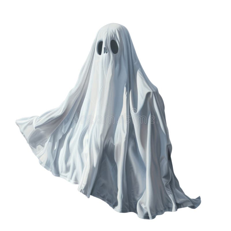 A White Ghost Sheet with Eye Sockets and a Skull Outline Stock Image ...