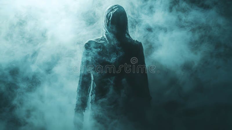 Ghostly Figure Emerging from the Fog Stock Illustration - Illustration ...