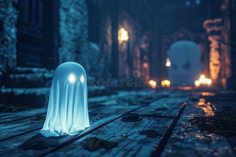 Ghostly Figure in a Haunted Passage Stock Illustration - Illustration ...