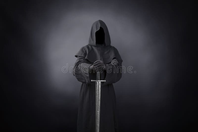 Ghostly Figure with Sword in the Dark Stock Image - Image of gothic ...
