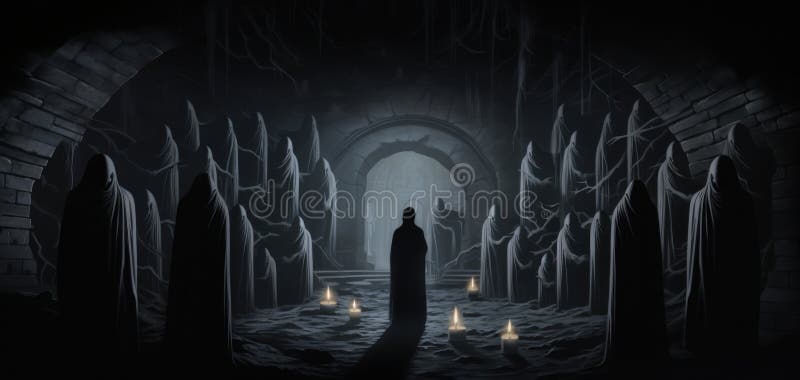 Ghostly Figures Emerge from Shadows in Ancient Crypt.GenerativeAI ...