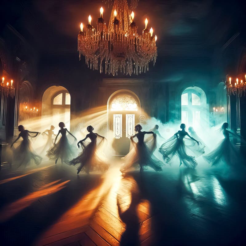 Ghostly Figures and Ghosts Gracefully Dance in a Large Ballroom ...