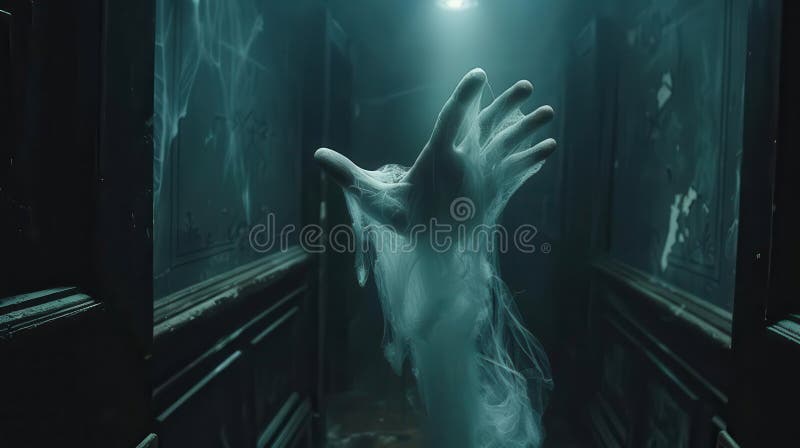 A Ghostly Hand Reaching Out from a Dark Corner Stock Illustration ...
