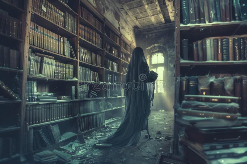 A Ghostly Librarian in a Haunted School Library Filled with Cursed ...