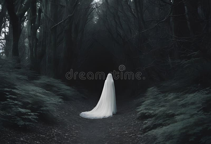 A Ghostly Looking Ghost Standing Alone in the Middle of the Forest ...