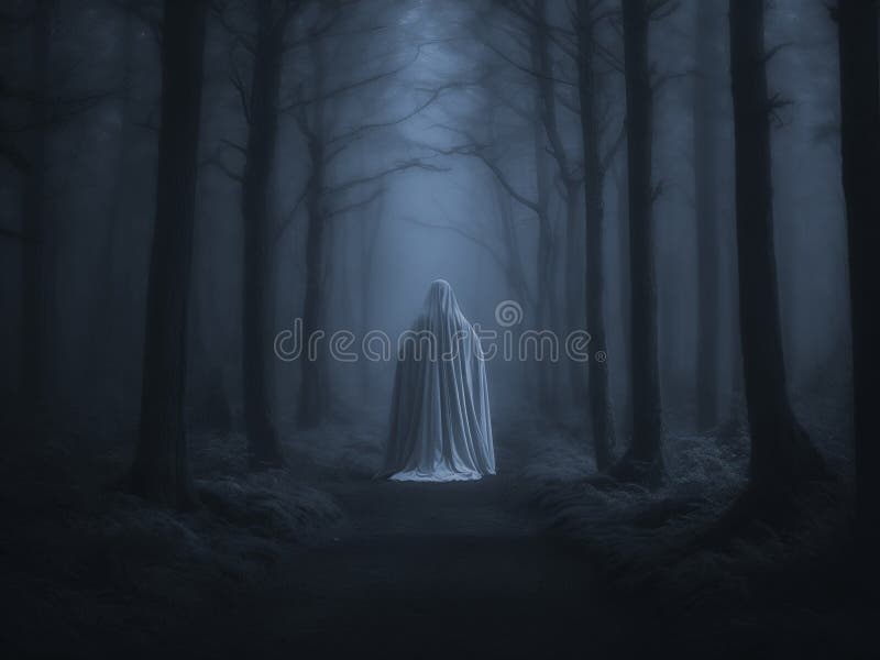 A Ghostly Looking Ghost Standing Alone in the Middle of the Misty ...