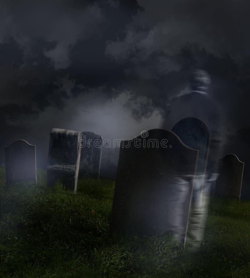 Ghostly Man Wandering in a Cemetery Stock Photo - Image of spooky, dark ...
